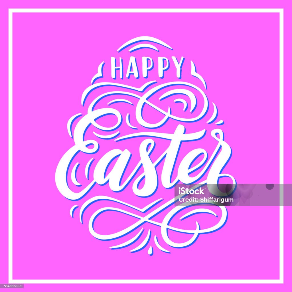 Happy Easter Lettering For Greeting Card Vector Illustration Punchy