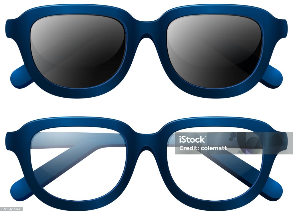 Eyeglasses And Sunglasses With Blue Frames Stock Illustration Download Image Now Art Blue