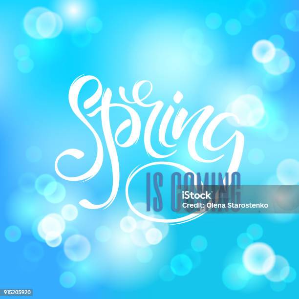 Ilustración De Hola Primavera Fondo Con Bokeh Y Letras Manuscritas Y