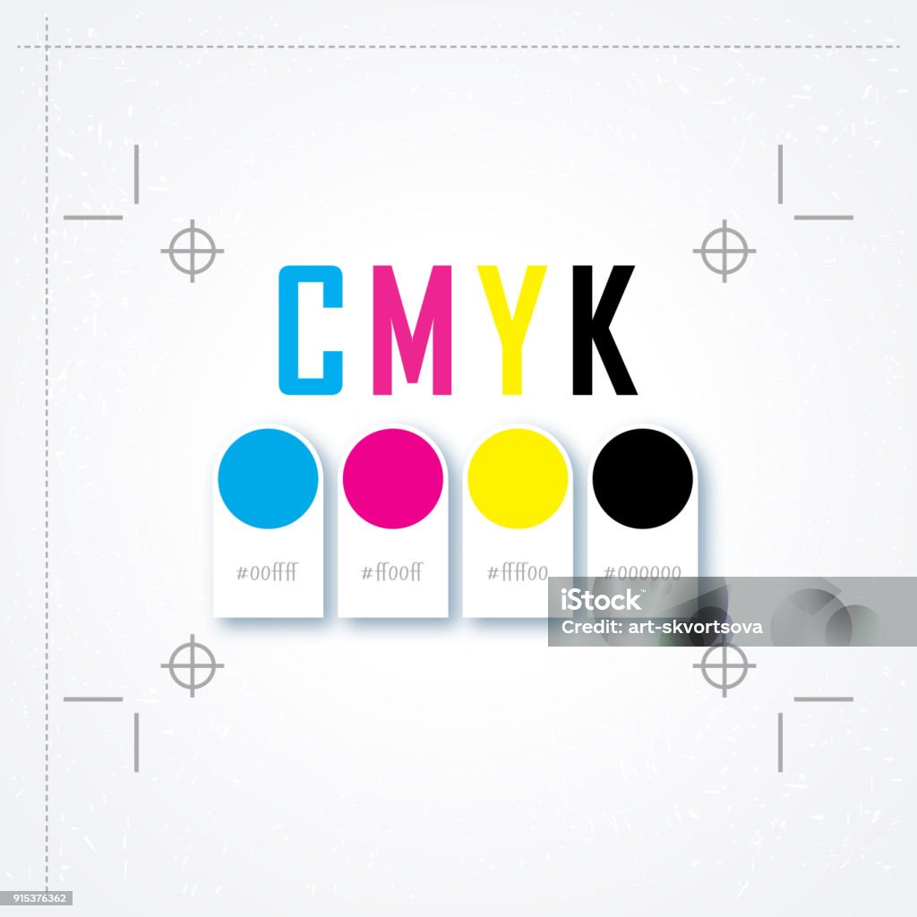 Cmyk 색상 개념입니다 프린터 잉크 및 토너 활자 프린터의 공급자입니다 인쇄를 계속 3차원 형태에 대한 스톡 벡터 아트 및
