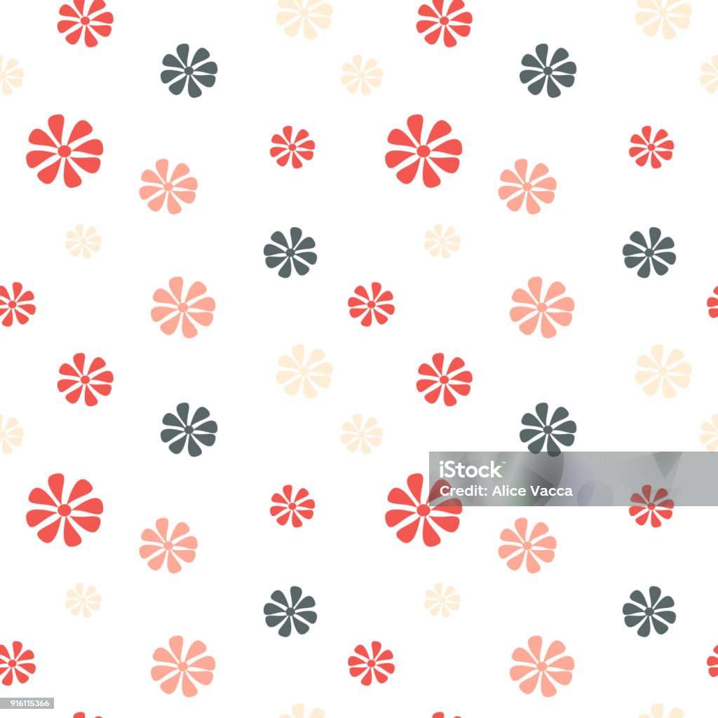 Cute Lovely Seamless Vector Pattern Background Illustration With Daisy Flowers Stock