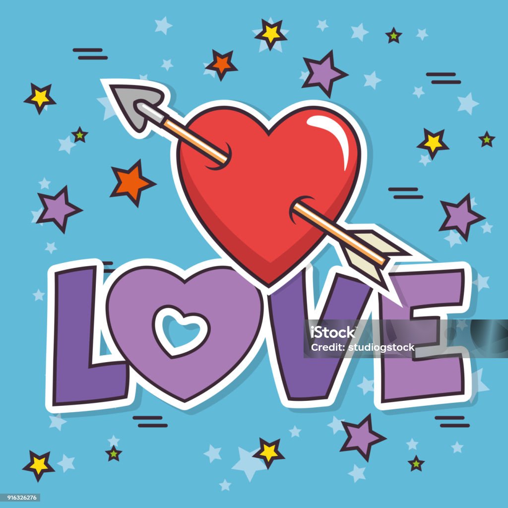 Love Cute Pop Art Stock Illustration Download Image Now Art Badge