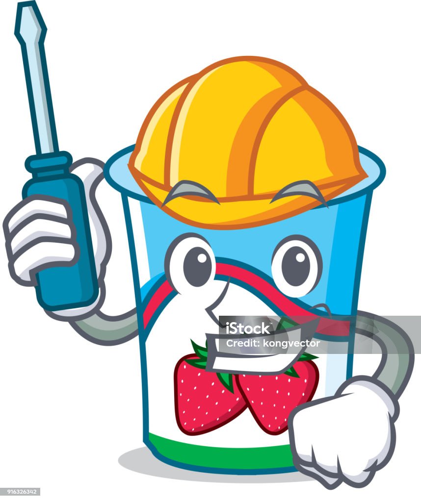 Ilustración De Estilo De Dibujos Animados Mascota De Yogur Automotriz Y
