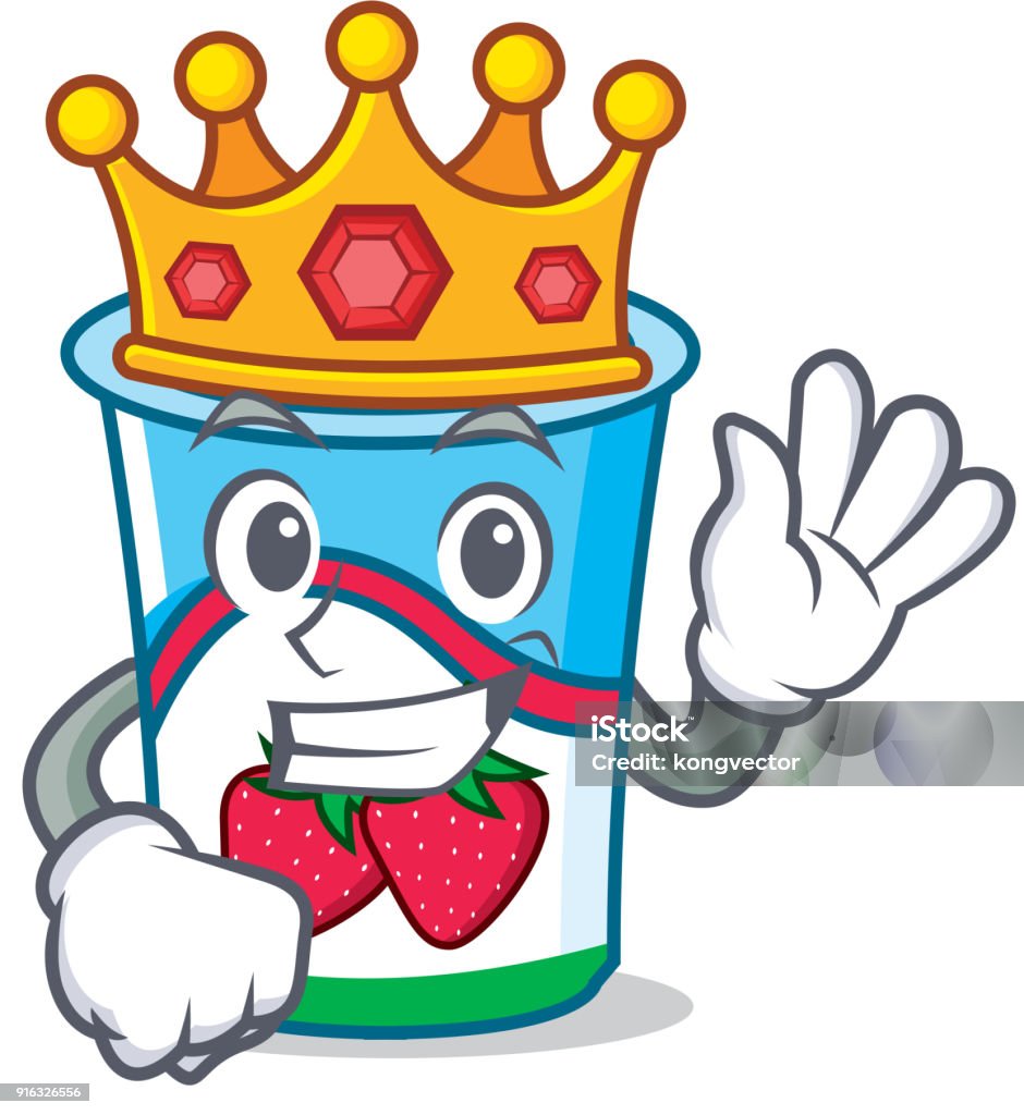 Ilustración De Estilo De Dibujos Animados Mascota Rey Yogurt Y Más