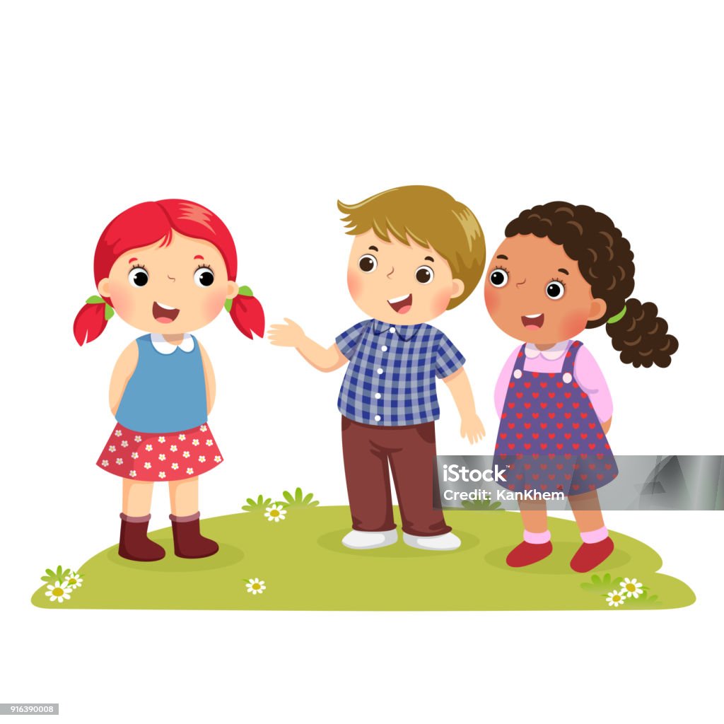 Illustration Of A Boy Introducing His Friend To The Girl Stock ... Illustration Of A Boy Introducing His Friend To The Girl Stock ...