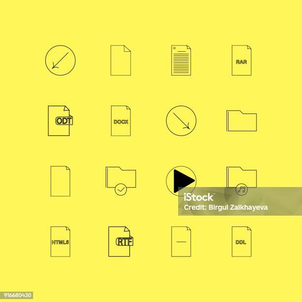 Kumpulan Ikon Linear File Dan Folder Ikon Kerangka Sederhana Ilustrasi