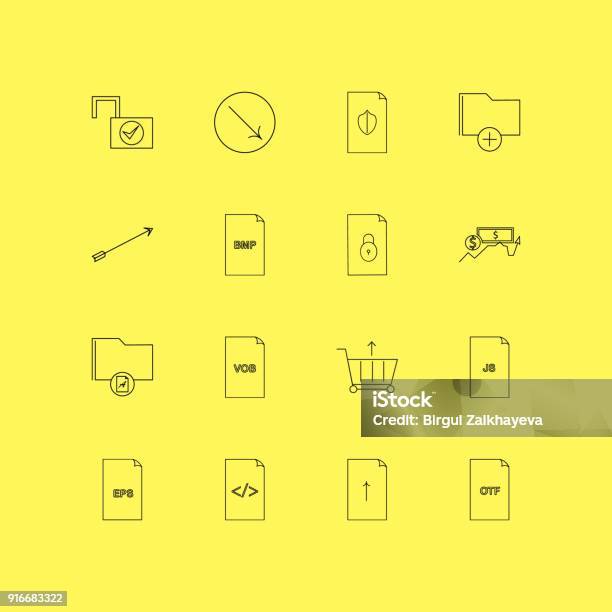 Kumpulan Ikon Linear File Dan Folder Ikon Kerangka Sederhana Ilustrasi