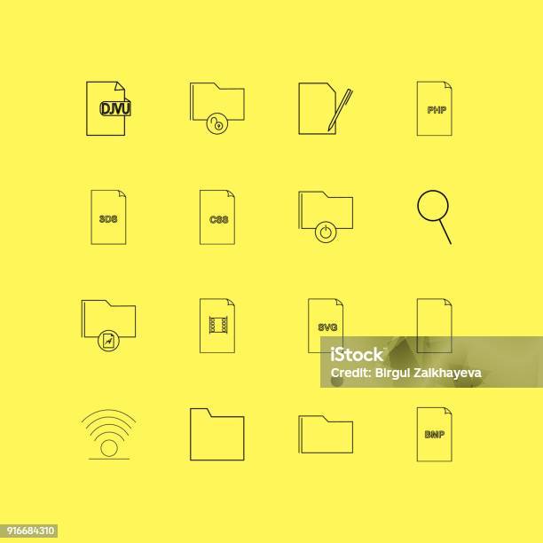 Kumpulan Ikon Linear File Dan Folder Ikon Kerangka Sederhana Ilustrasi
