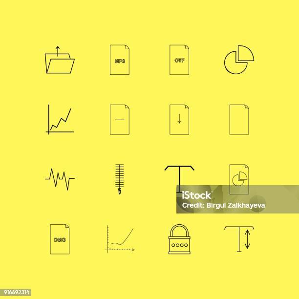 Kumpulan Ikon Linear File Dan Folder Ikon Kerangka Sederhana Ilustrasi