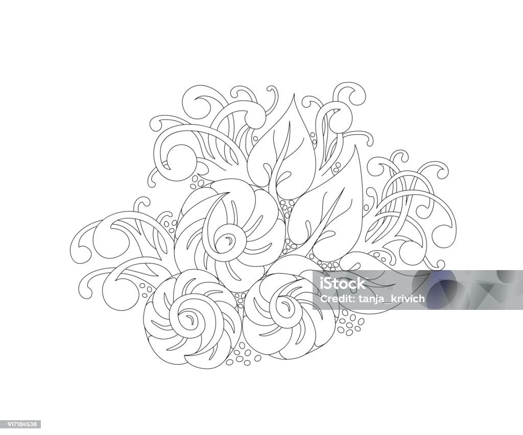 Abstract Vector Monochrome Floral Background Stock Illustration