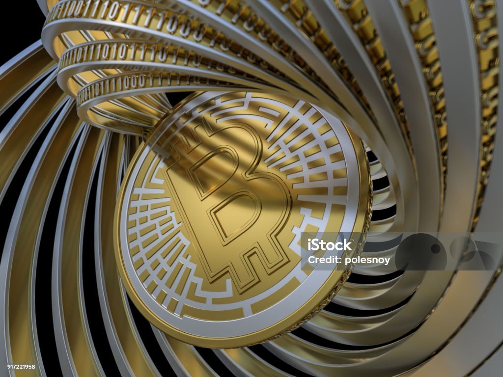 Bitcoin 기호로 황금 동전입니다 디지털 통화입니다 3d 0명에 대한 스톡 사진 및 기타 이미지 0명 가상현실 개념