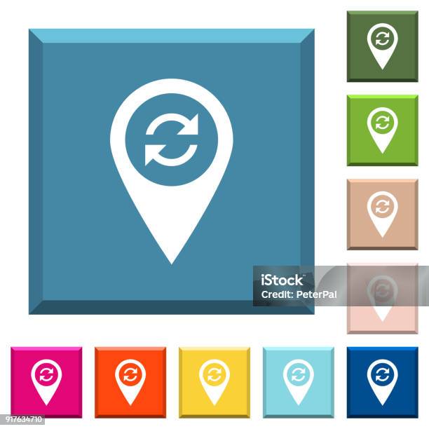 Syncronize Gps 地圖位置白色圖示在邊方形的按鈕向量圖形及更多全球定位系統圖片 全球定位系統 圖示 恢復精神 Istock
