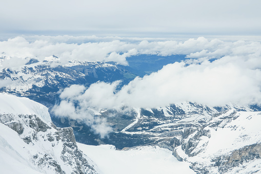 Aletsch 빙하를 향해 융프라우 산의 정상에서 보기 Bernese Oberland 스위스입니다 스위스 알프스 겨울에 대한