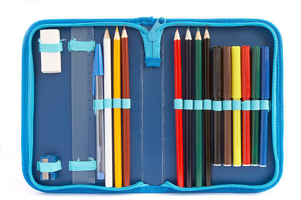 Free Stock Photo of Suitcase Filled With Different Colored Pens and ...