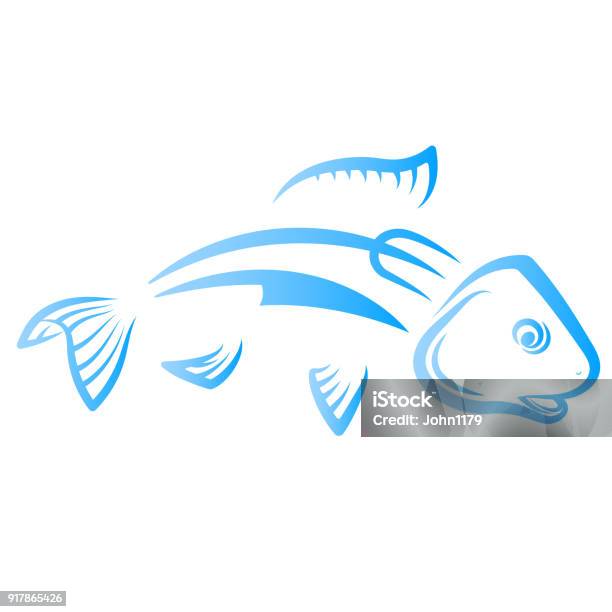 Ikan Dengan Pisau Dan Garpu Ilustrasi Stok Unduh Gambar Sekarang Biru Boga Bahari Desain