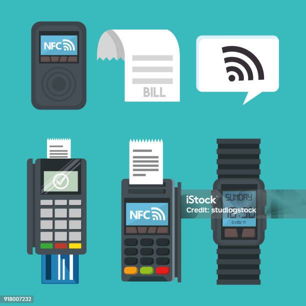 Nfc 기술 컨셉 디자인 개념에 대한 스톡 벡터 아트 및 기타 이미지 개념 계산대 고객 Istock