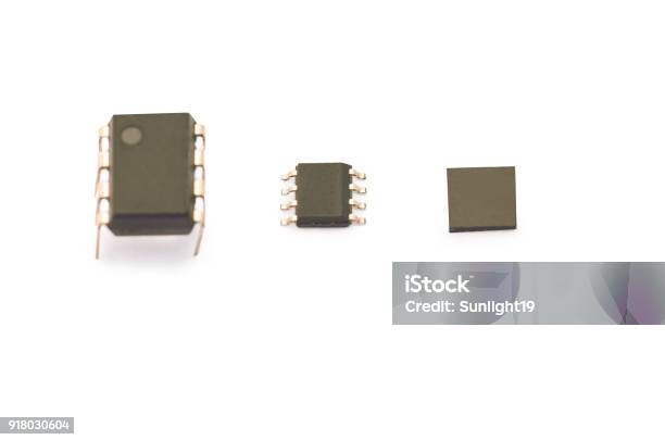 Tree Microchips Isolated On White Background Discrete Components ... Tree Microchips Isolated On White Background Discrete Components ...