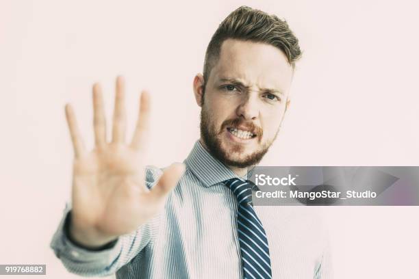 Angry Business Man Showing Stop Gesture Stock Photo - Download Image ... Angry Business Man Showing Stop Gesture Stock Photo - Download Image ...