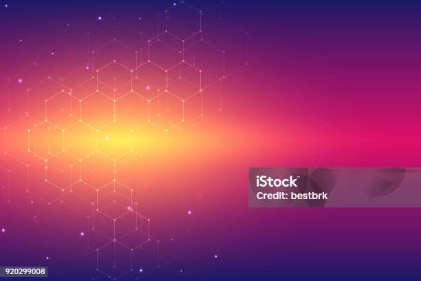 Latar Belakang Abstrak Geometris Dengan Molekul Segi Enam Ilustrasi
