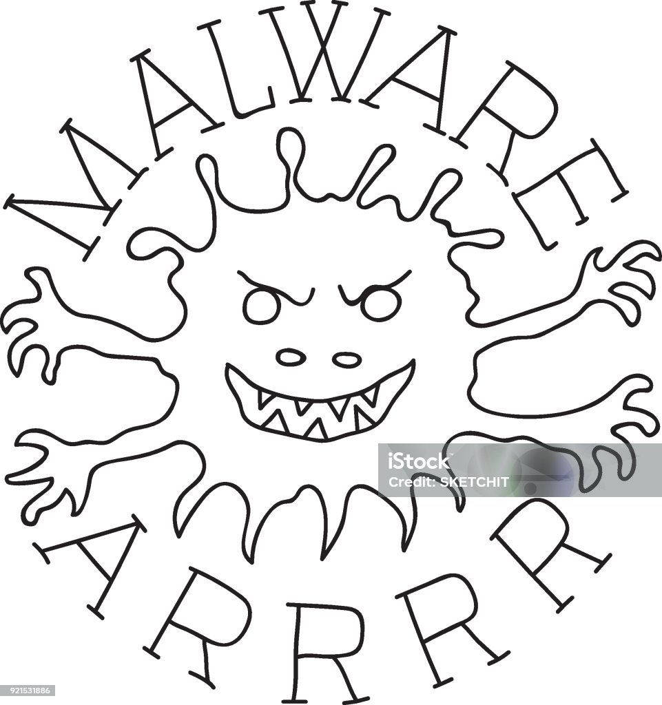 Tangan Digambar Doodle Sketsa Garis Seni Vektor Ilustrasi Malware ... Tangan Digambar Doodle Sketsa Garis Seni Vektor Ilustrasi Malware ...