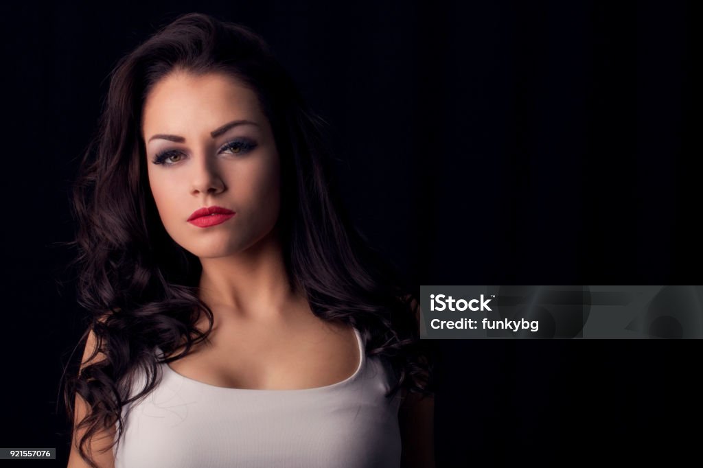 Gorgeous Young Brunette Woman Face Portrait Beauty Model Girl With