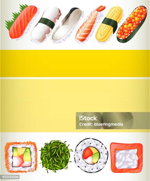 Desain Poster Dengan Gulungan Sushi Yang Berbeda Ilustrasi Stok Unduh