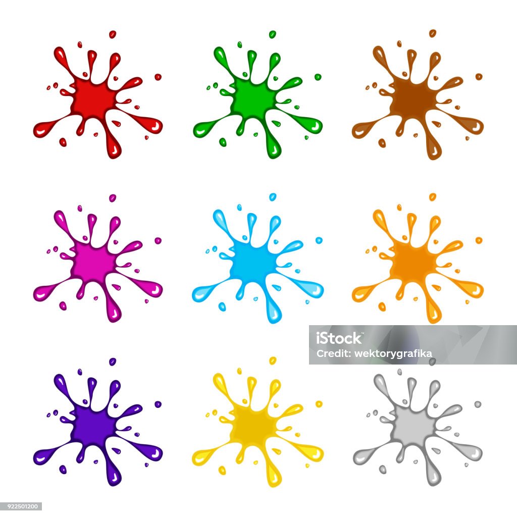 Éclaboussure De Blob Peinture Encre Définie Isolé Sur Fond Blanc