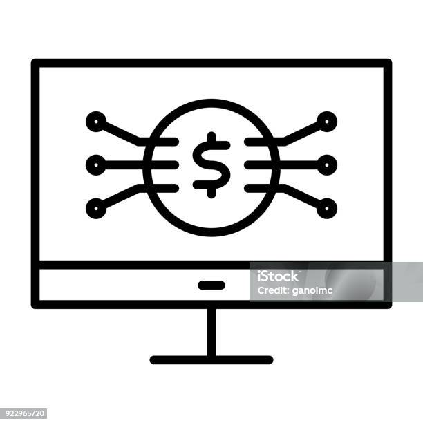 Symbole De Largent Sur Ordinateur Écran Ligne Icône Pictogramme