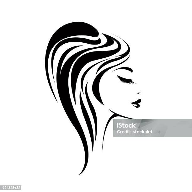 Wanita Cantik Dengan Gaya Rambut Dan Riasan Yang Elegan Ikon Vektor