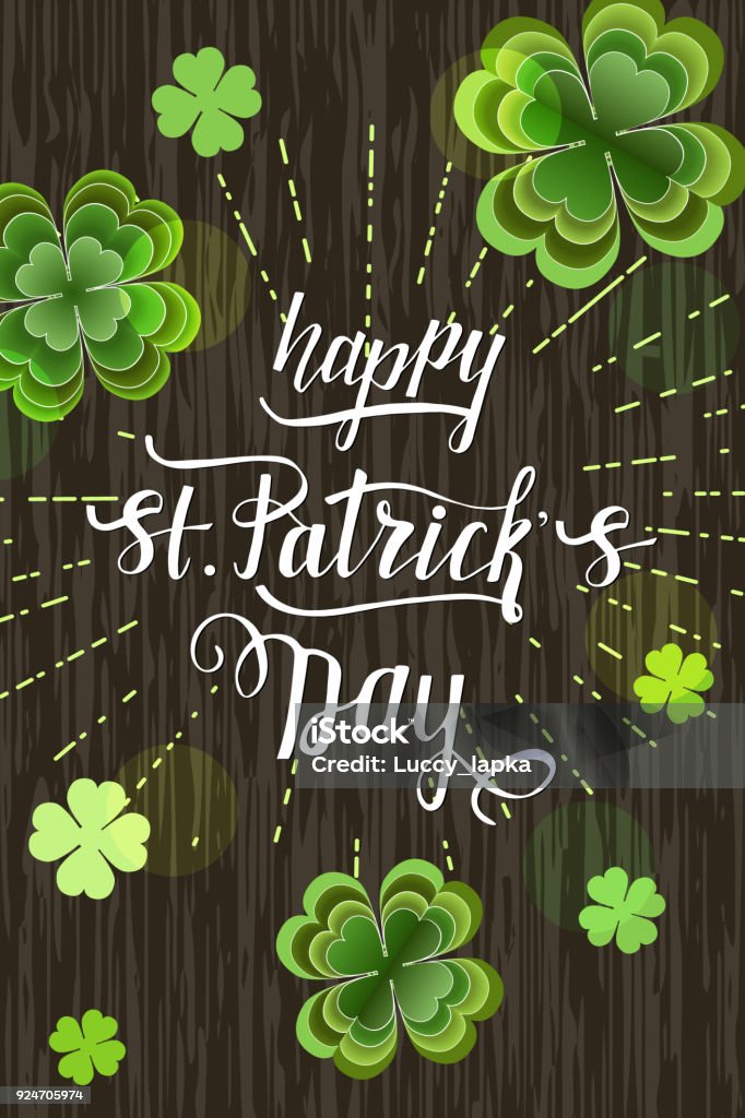 Vector Illustration Of Happy Saint Patricks Day With Hand Drawn Phrase