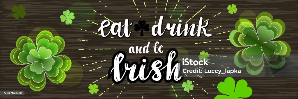 Vector Illustration Of Happy Saint Patricks Day With Hand Drawn Phrase