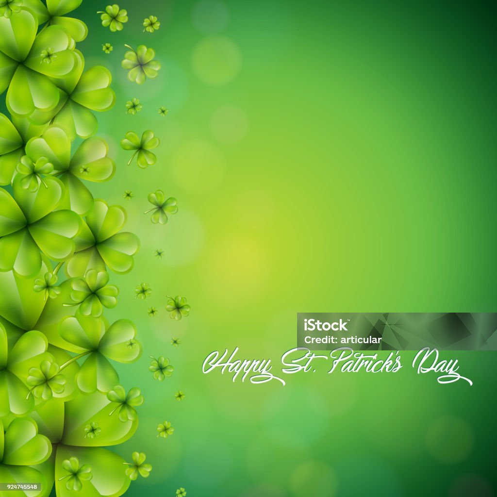 Saint Patricks Day Background Design With Falling Clovers Leaf