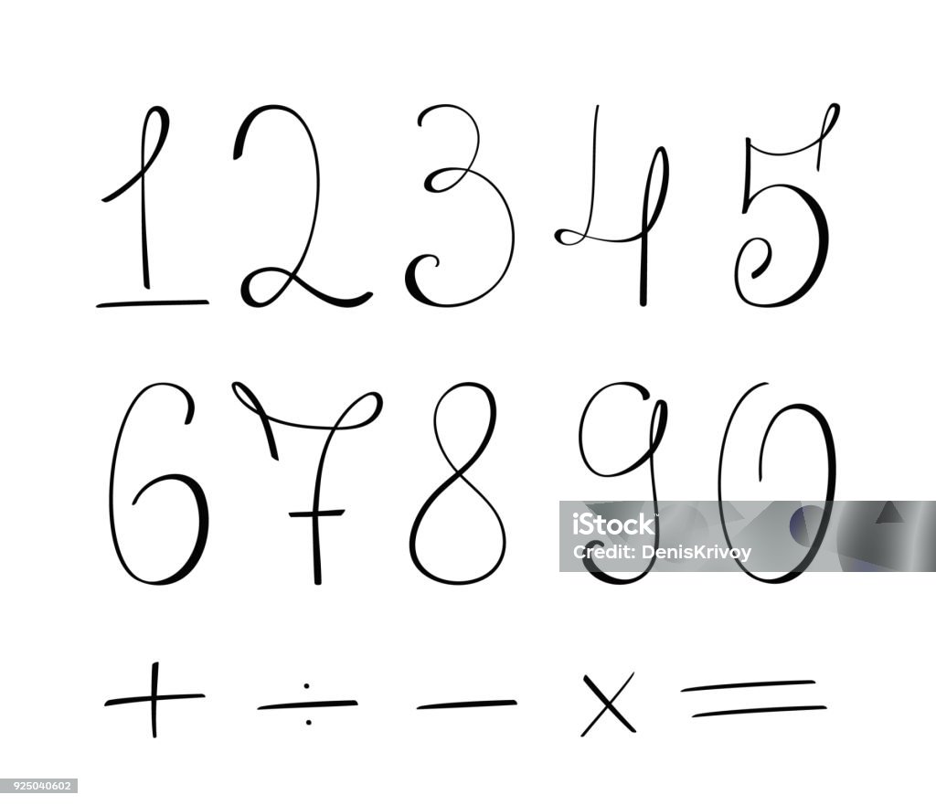 Vector Hand Drawn Numbers On White Background Stock Illustration