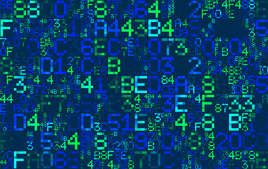 Vector Blue Hexadecimal Computer Code Abstract Matrix Background Hacker Attack Generated