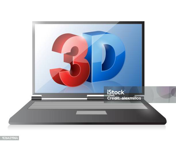 3d 화면으로 노트북입니다 화이트에 일러스트 레이 션 디자인 3 명에 대한 스톡 벡터 아트 및 기타 이미지 3 명 3차원
