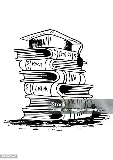 Graduation Cap On Stack Of Books Stock Illustration Download Image