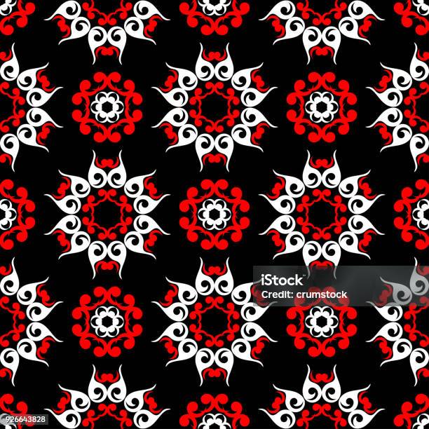 Floral Pattern Sans Soudure Fond Noir Rouge Et Blanc Pour Les Fonds