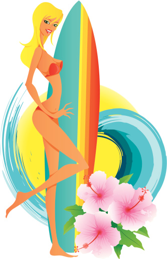 Girl With Surfboard Stock Illustration Download Image Now Surfboard