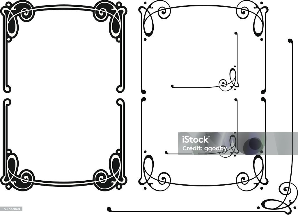 Vector Art Nouveau Scroll Design向量圖形及更多新藝術主義圖片 新藝術主義 有邊框的 紙捲軸 Istock