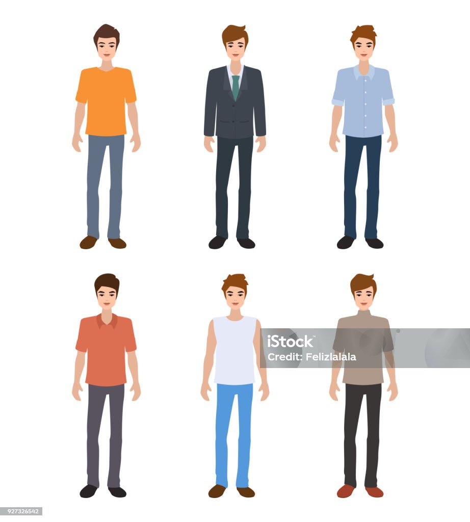 Vektor Desain Datar Karakter Office Man Orangorang Dengan Gaya Pakaian