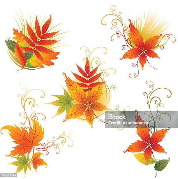 벡터 세트마다 색상화 추절 Leafs 가을에 대한 스톡 벡터 아트 및 기타 이미지 가을 부케 아이콘 세트 Istock