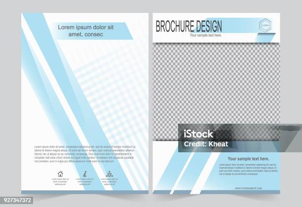 Desain Selebaran Template Brosur Biru Template Depan Dan Belakang Untuk