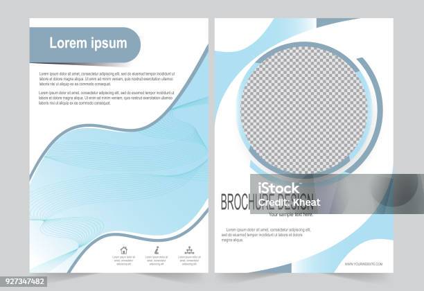 Desain Selebaran Template Brosur Biru Template Depan Dan Belakang Untuk