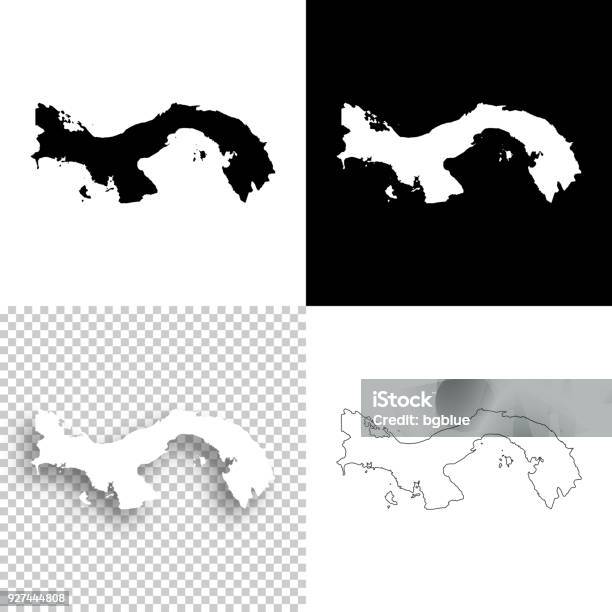 Ilustración De Mapas De Panama Para El Diseño En Blanco Blancos Y