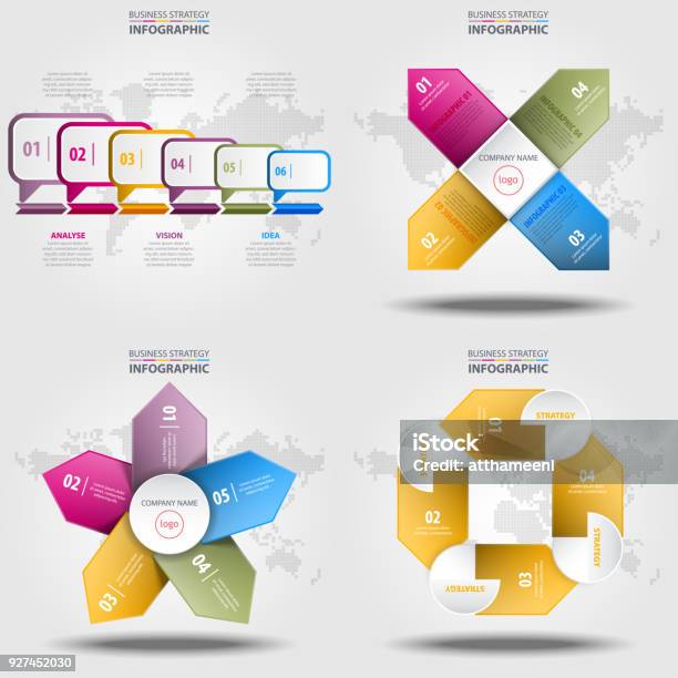 Kumpulan Ilustrasi Templat Desain Infografis Bisnis Ilustrasi Stok