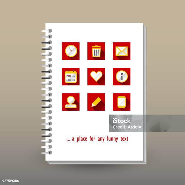 Sampul Vektor Buku Harian Atau Notebook Dengan Ikon Perencanaan Konsep