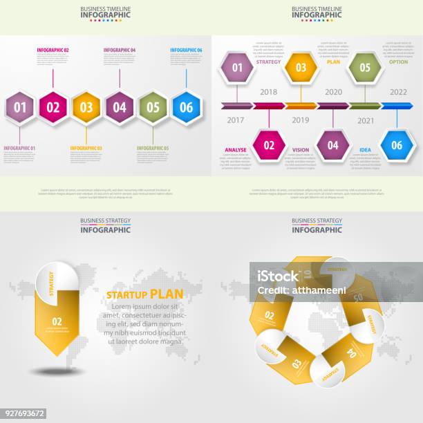 Kumpulan Ilustrasi Templat Desain Infografis Bisnis Ilustrasi Stok