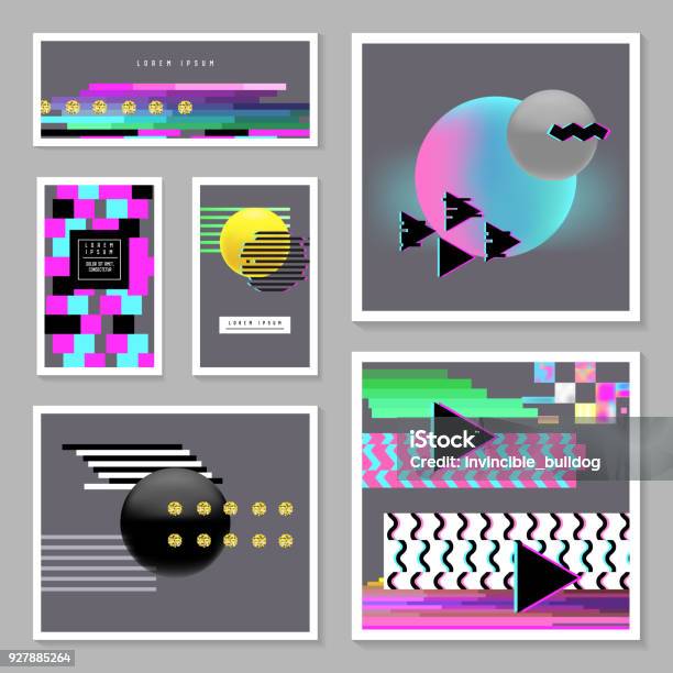 Desain Abstrak Diatur Dalam Gaya Glitch Template Latar Belakang Trendi