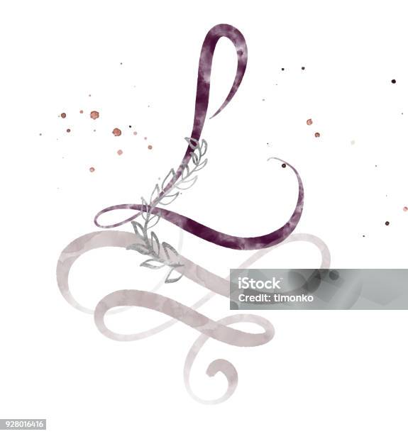 Ilustrații De Stoc Cu Mână Desenată Caligrafie Scrisoare L Acuarelă Script Font Scrisori Izolate