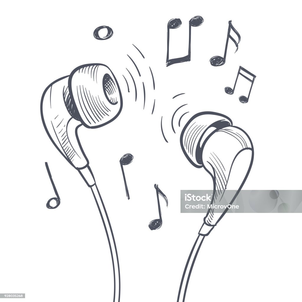 Hand Drawn Headphones And Musical Notes Doodles Electronic Music Vector ... Hand Drawn Headphones And Musical Notes Doodles Electronic Music Vector ...